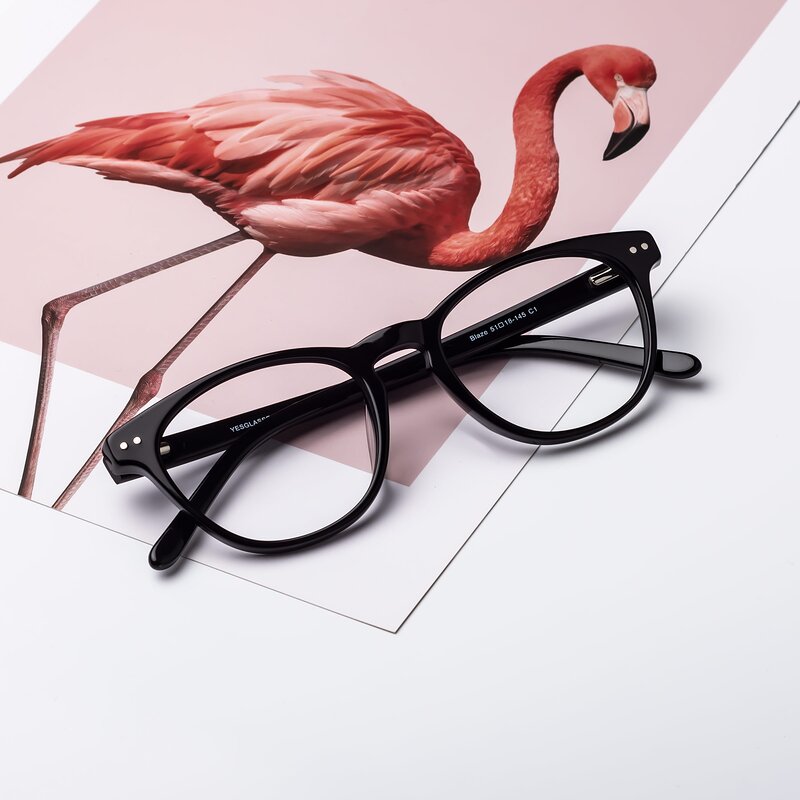 Black Retro-Vintage Classic Acetate Eyeglasses - Blaze