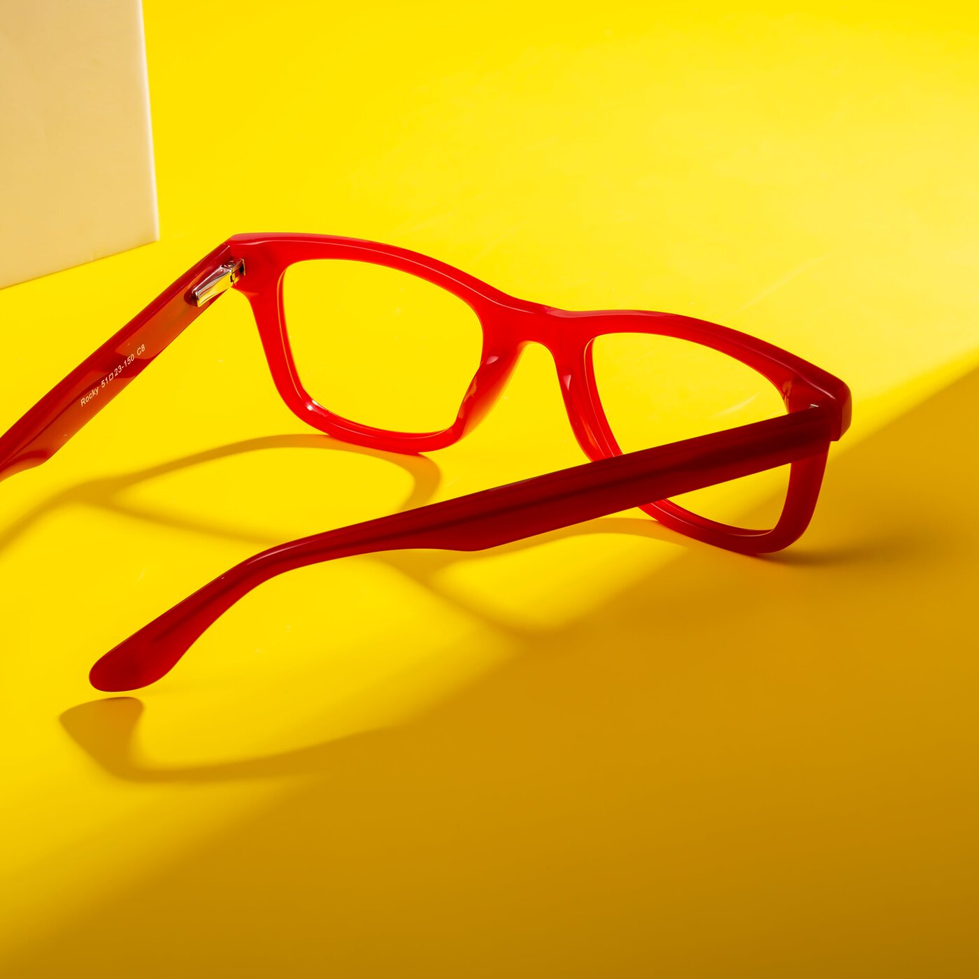 Red Medium Thick Trapezoid Eyeglasses - Rocky