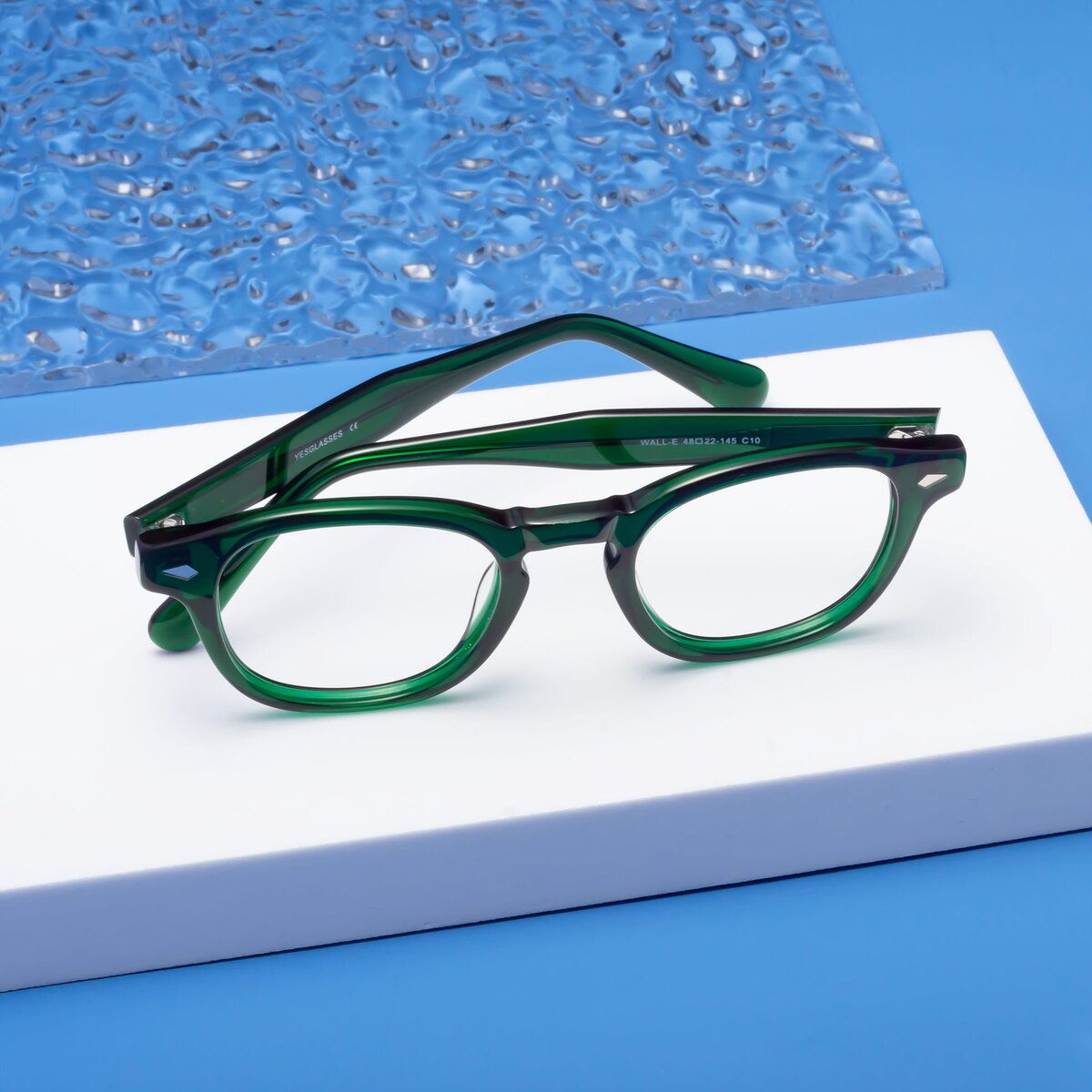 Green Keyhole Bridge Acetate Trapezoid Eyeglasses - WALL-E