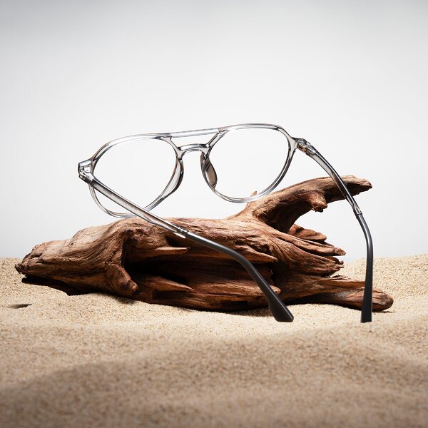 Light Gray Double Bridge Low Bridge Fit Ultem Eyeglasses - Louis