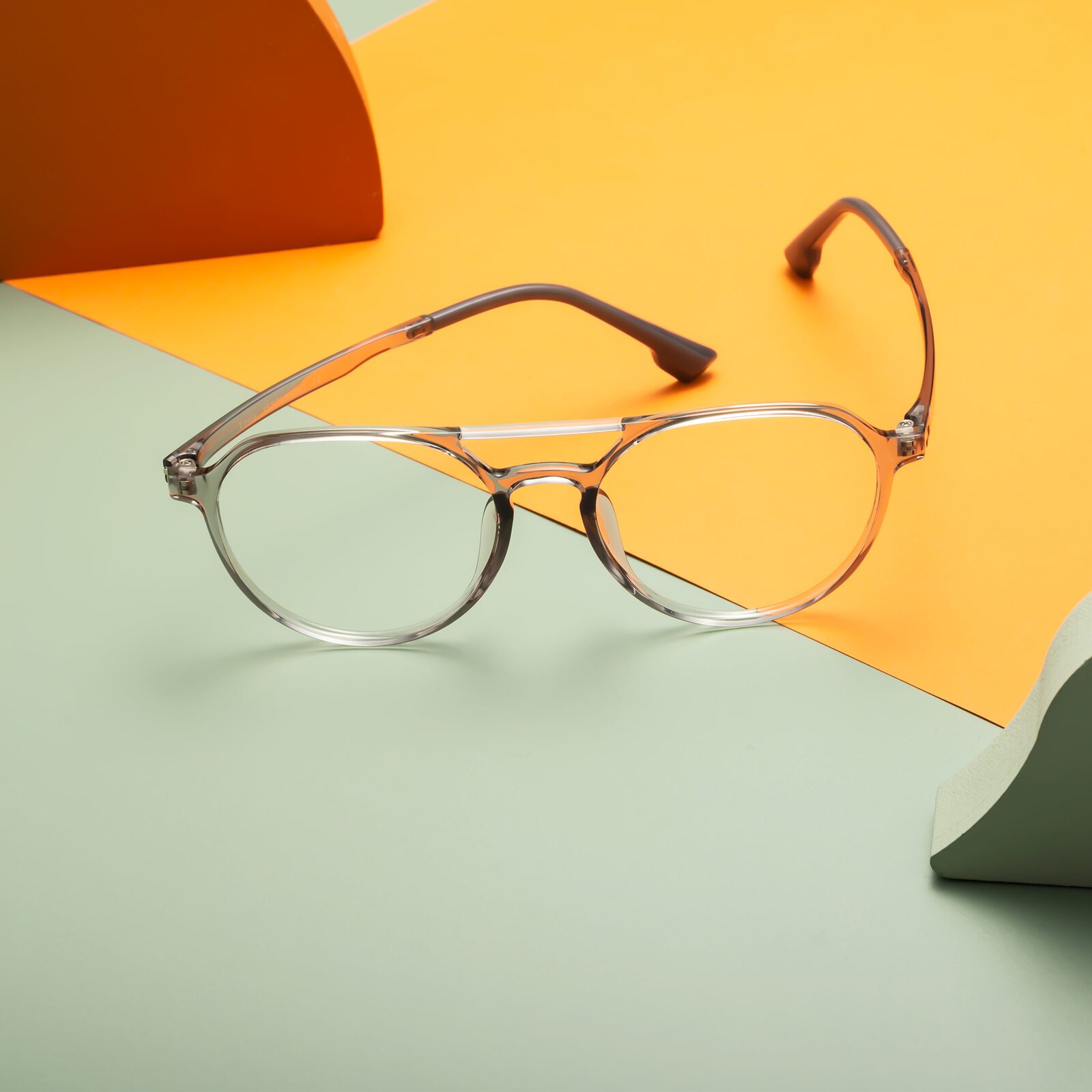 Light Gray Double Bridge Low Bridge Fit Ultem Eyeglasses - Louis