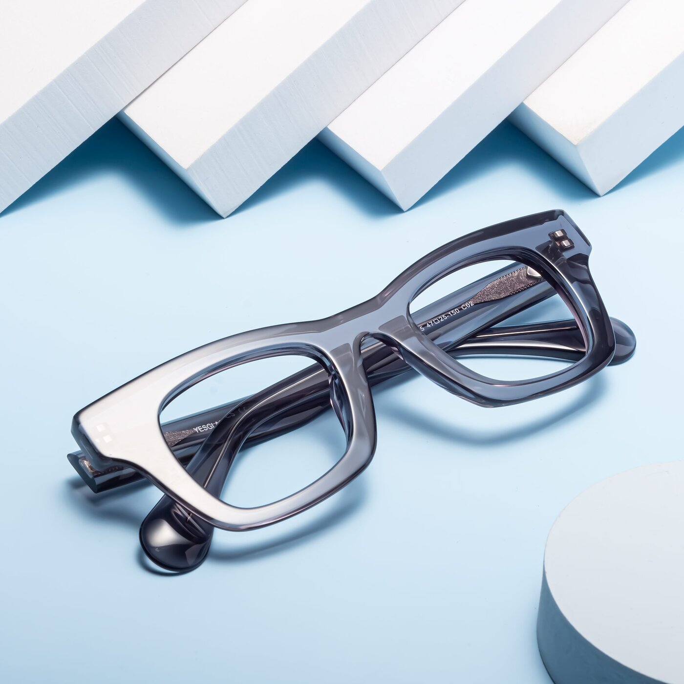 Gray Thick Acetate Trapezoid Eyeglasses - Route