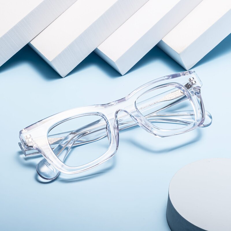 Clear Thick Acetate Trapezoid Eyeglasses - Route