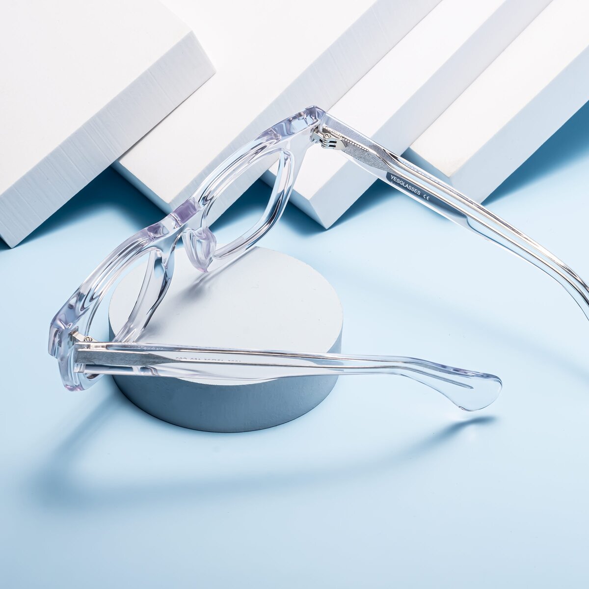 Clear Thick Acetate Trapezoid Eyeglasses - Route