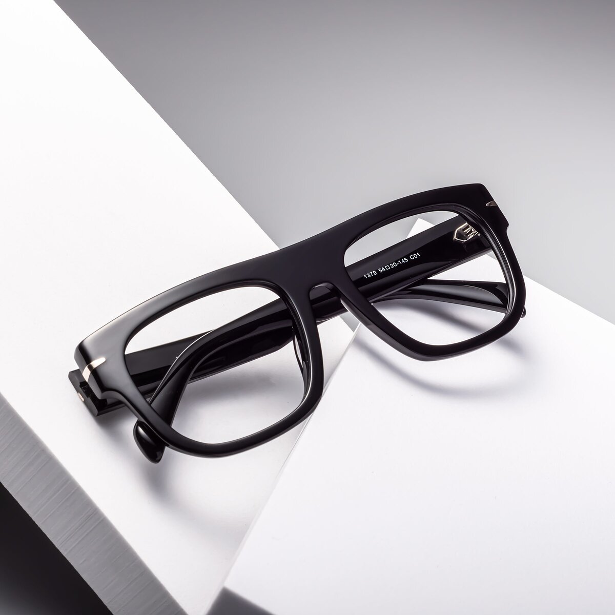 Black Thick Oversized Square Eyeglasses - Campbell