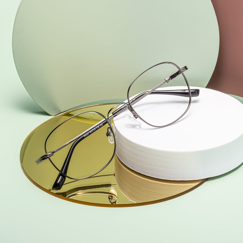 Gunmetal Classic Flexible Metal Eyeglasses - Roots