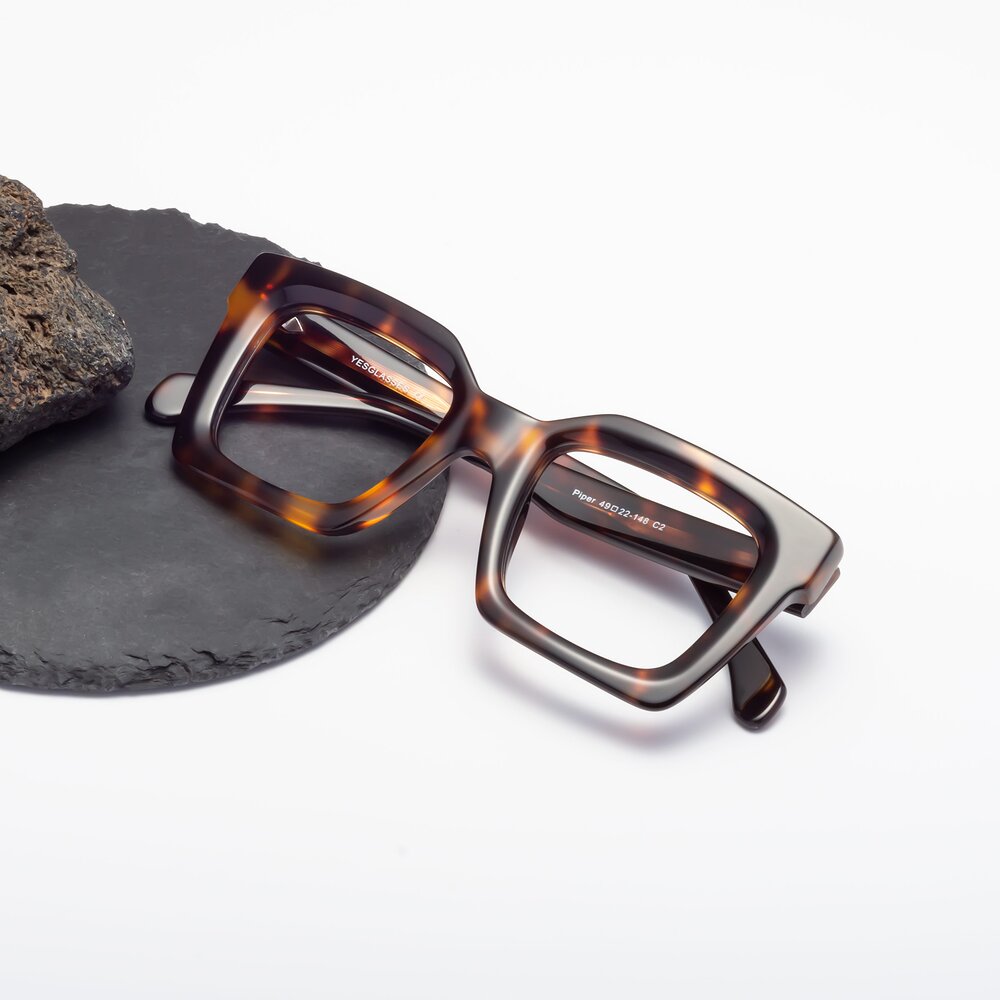 Tortoise Oversized Thick Square Eyeglasses - Piper