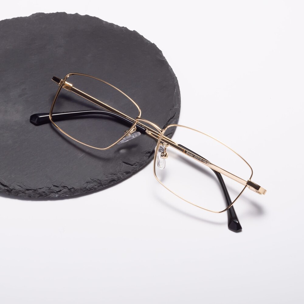 Gold Classic Metal Rectangle Eyeglasses - Bowen