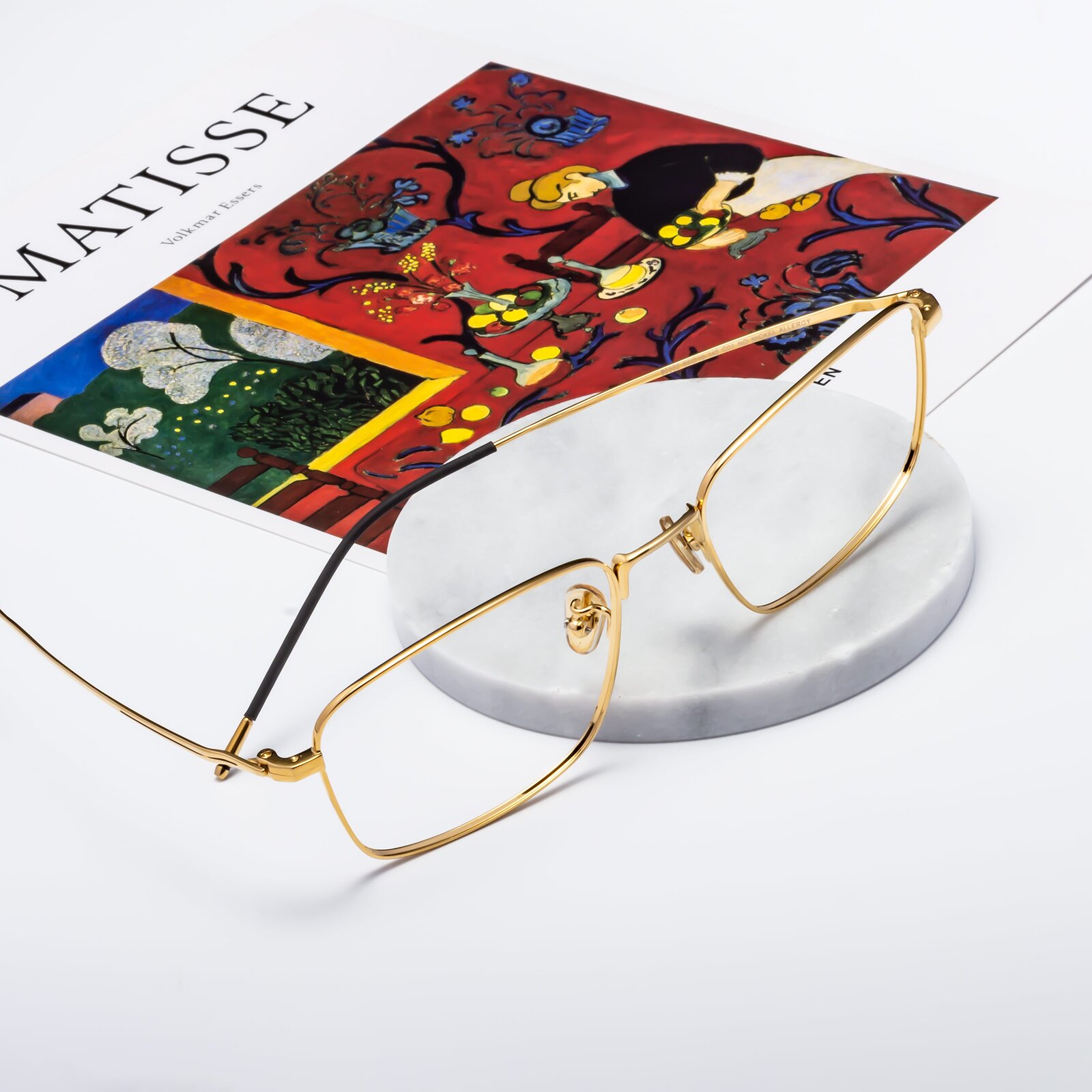 Gold Wide Classic Rectangle Eyeglasses - 80052