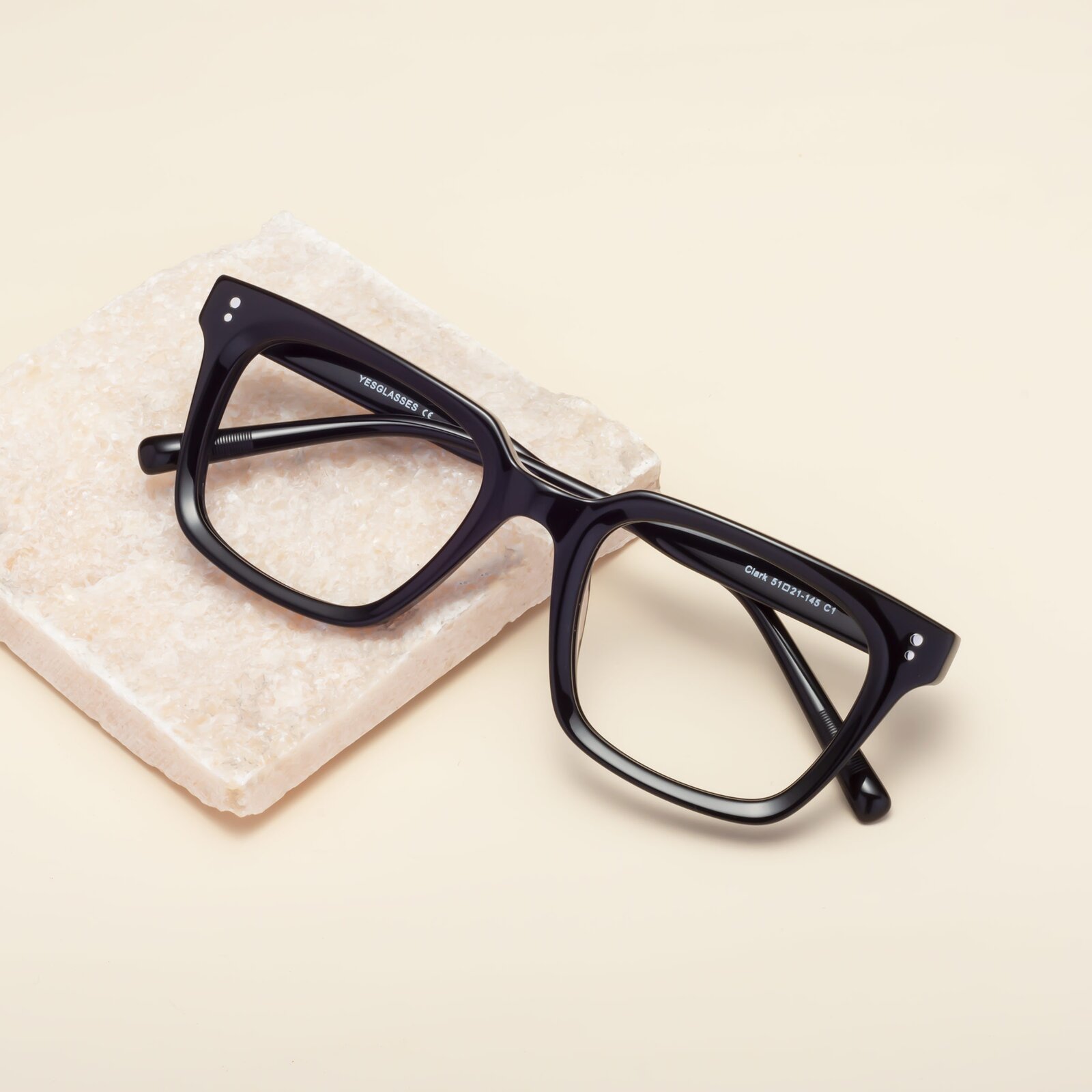 Black Medium Acetate Square Eyeglasses - Clark