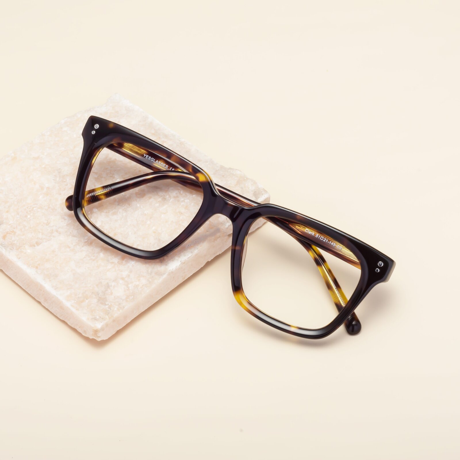 Tortoise Medium Acetate Square Eyeglasses - Clark