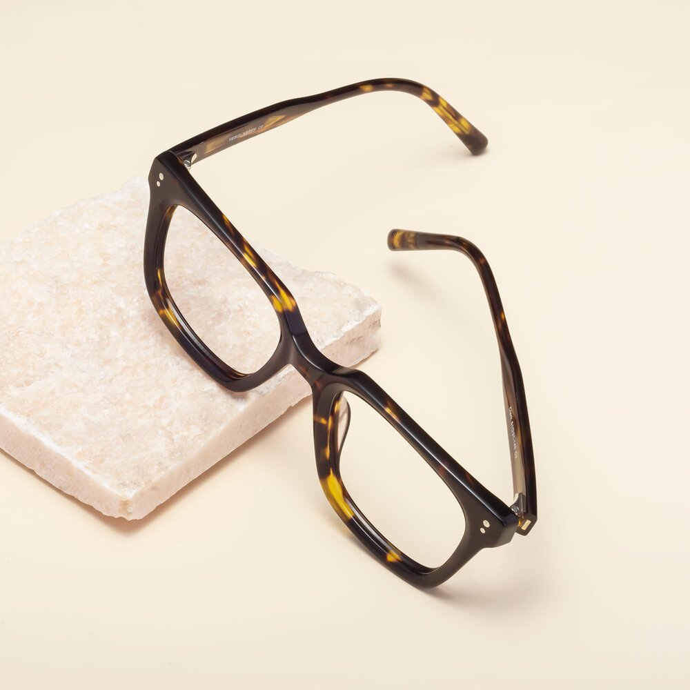 Tortoise Medium Acetate Square Eyeglasses - Clark