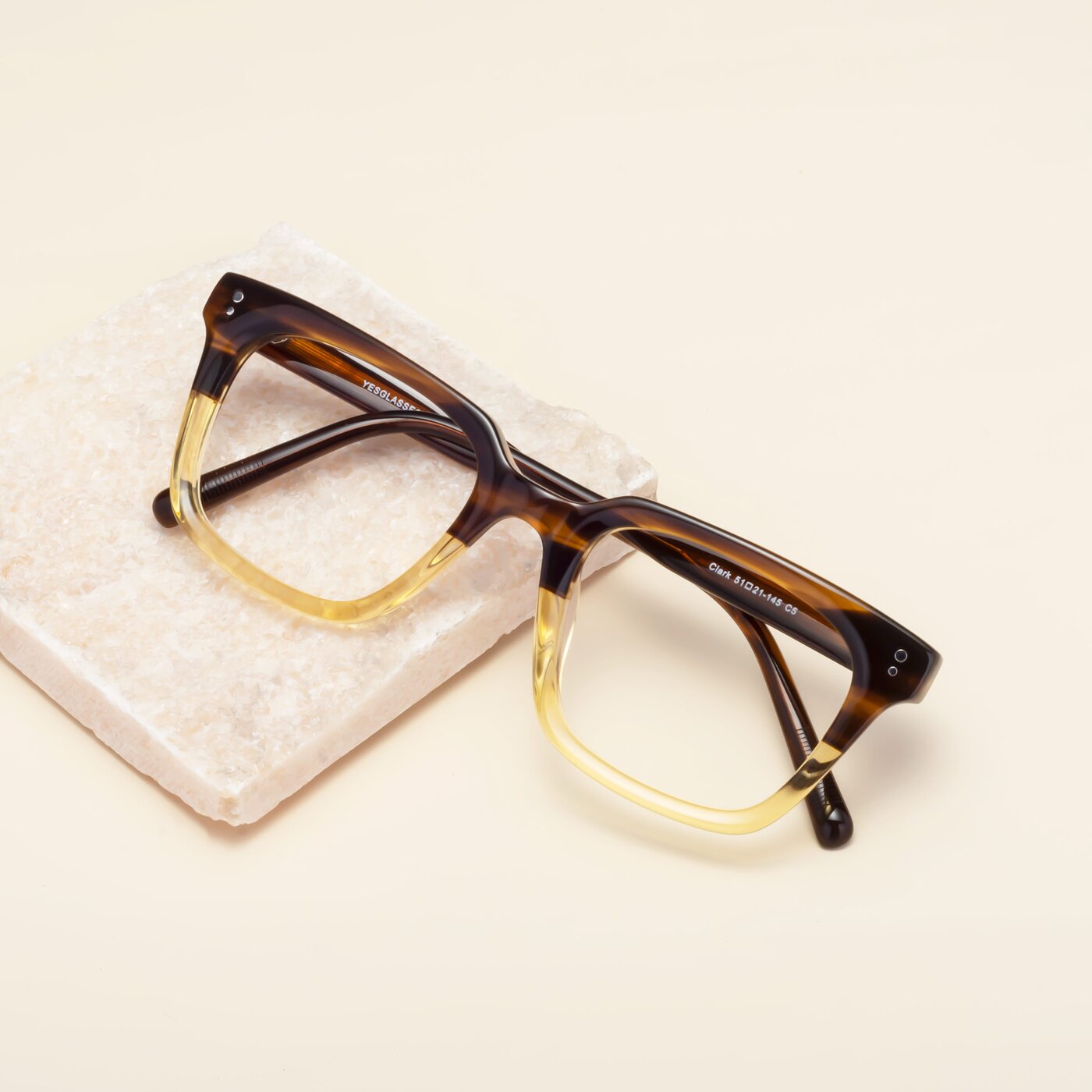 Brown/Oak Medium Acetate Square Eyeglasses - Clark