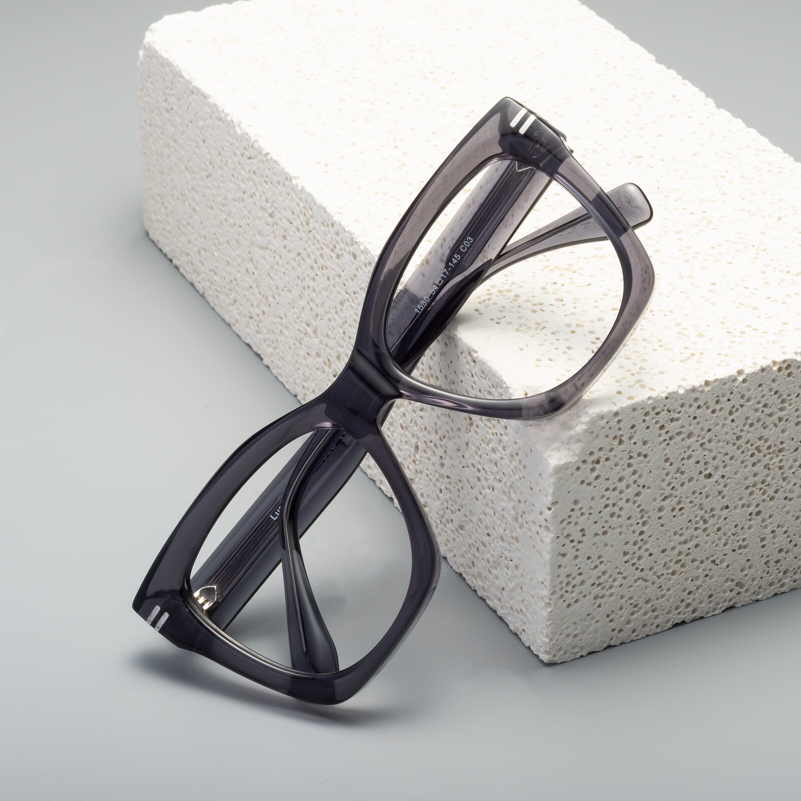 Translucent Gray Oversized Acetate Square Eyeglasses - Lunn
