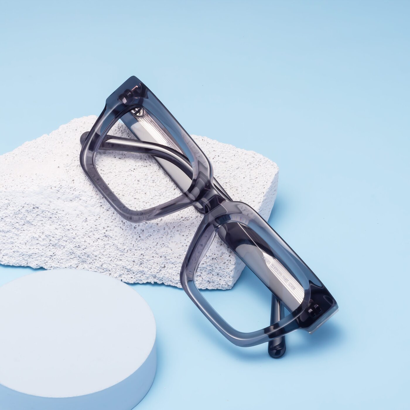 Translucent Gray Hipster Acetate Square Eyeglasses - Hardy