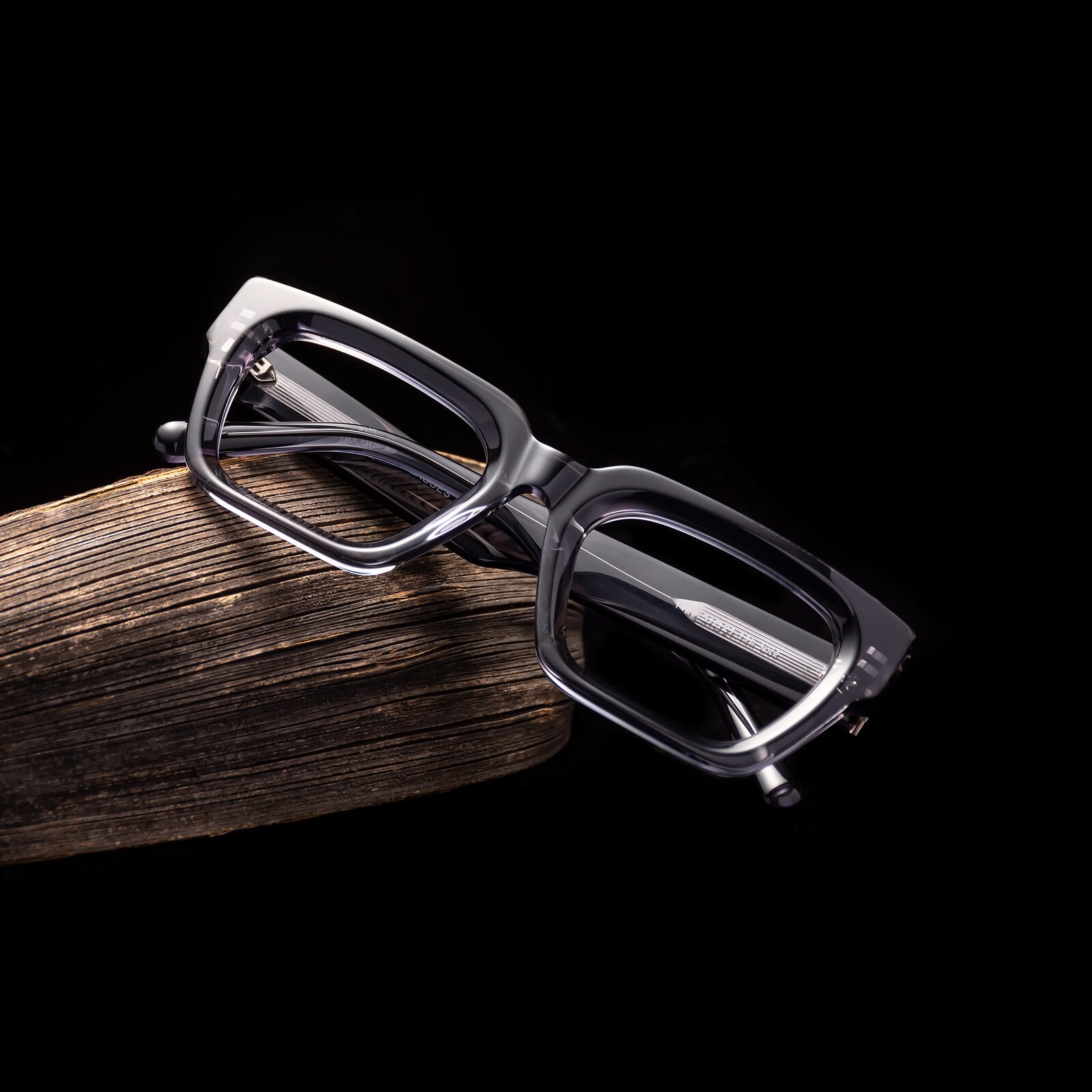 Translucent Gray Hipster Acetate Square Eyeglasses - Hardy