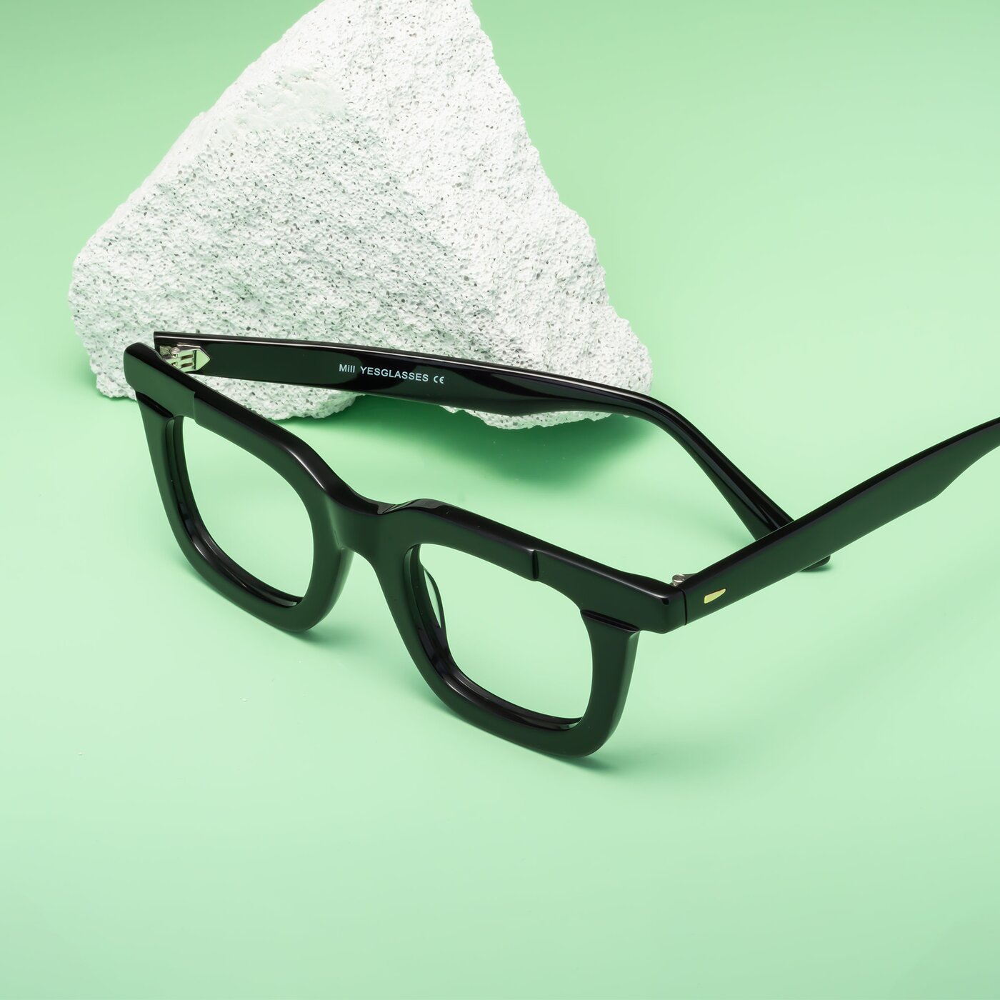 Black Hipster Horn-Rimmed Square Eyeglasses - Mill