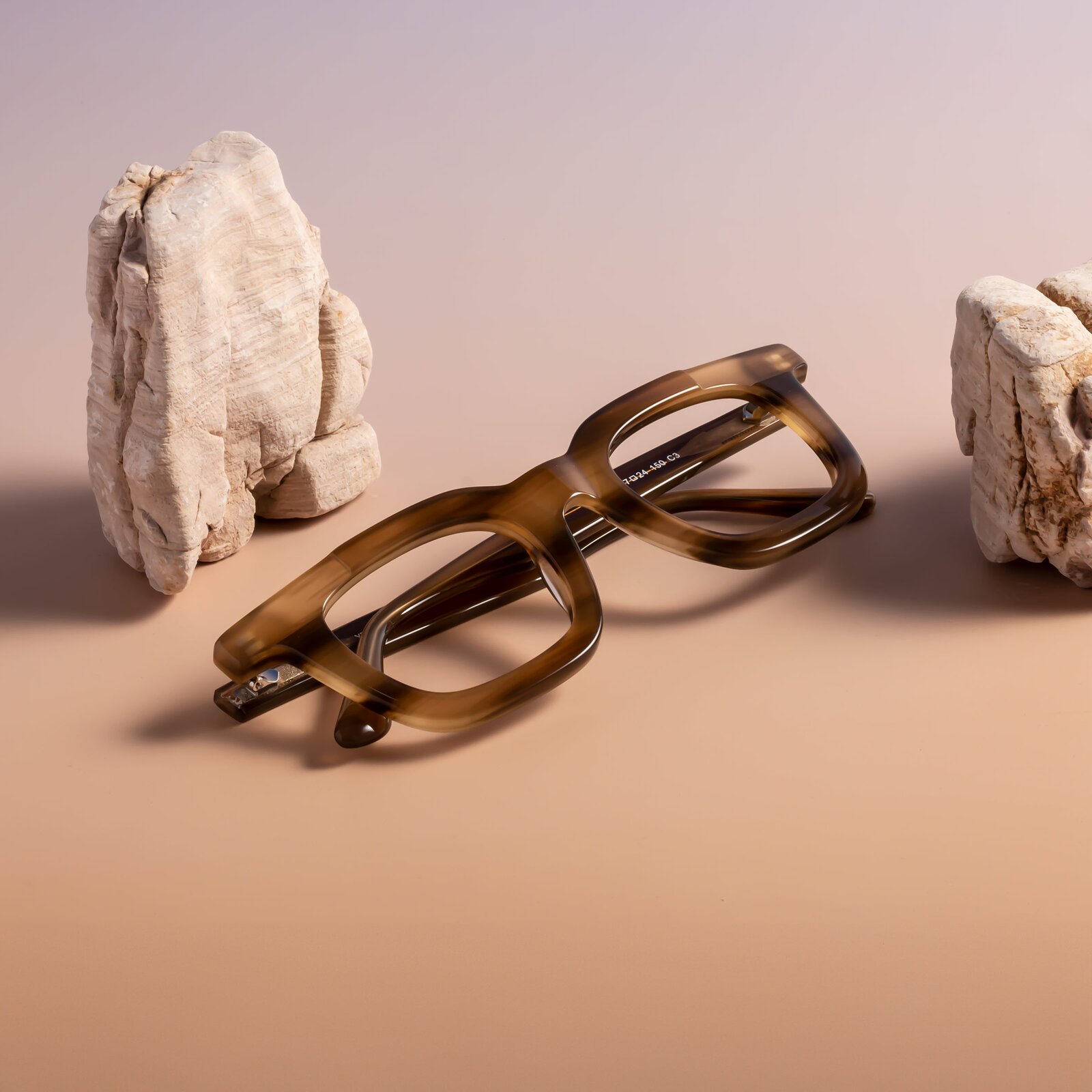 Striped Brown Hipster Thick Square Blue Light Glasses - Mill