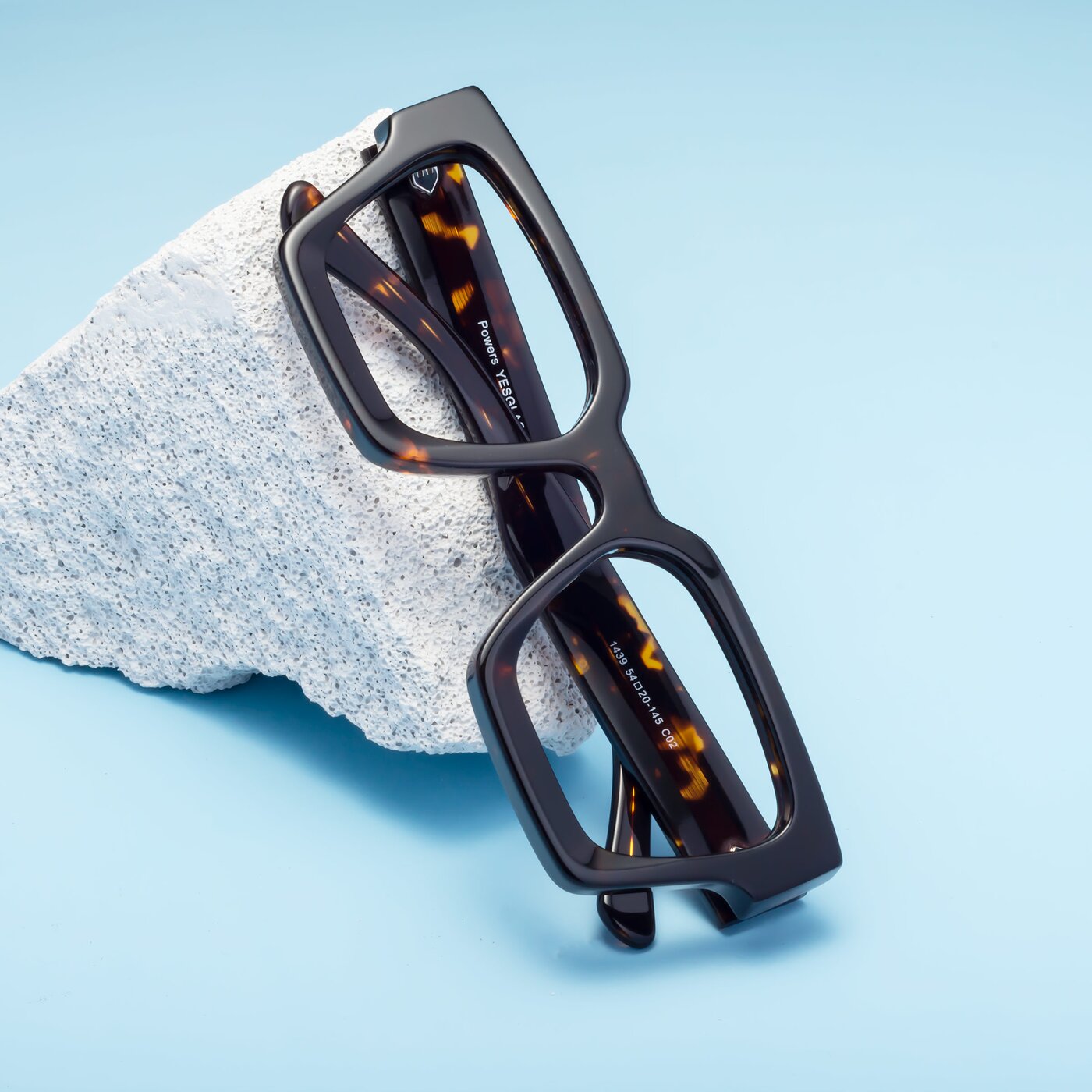 Tortoise Thick Geek-Chic Geometric Eyeglasses - Powers
