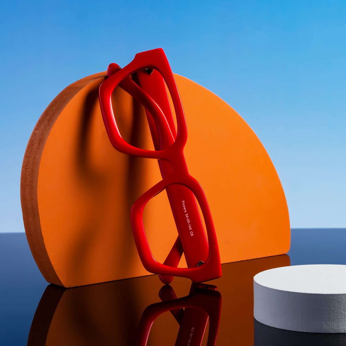 Red Thick Geek-Chic Geometric Eyeglasses - Powers