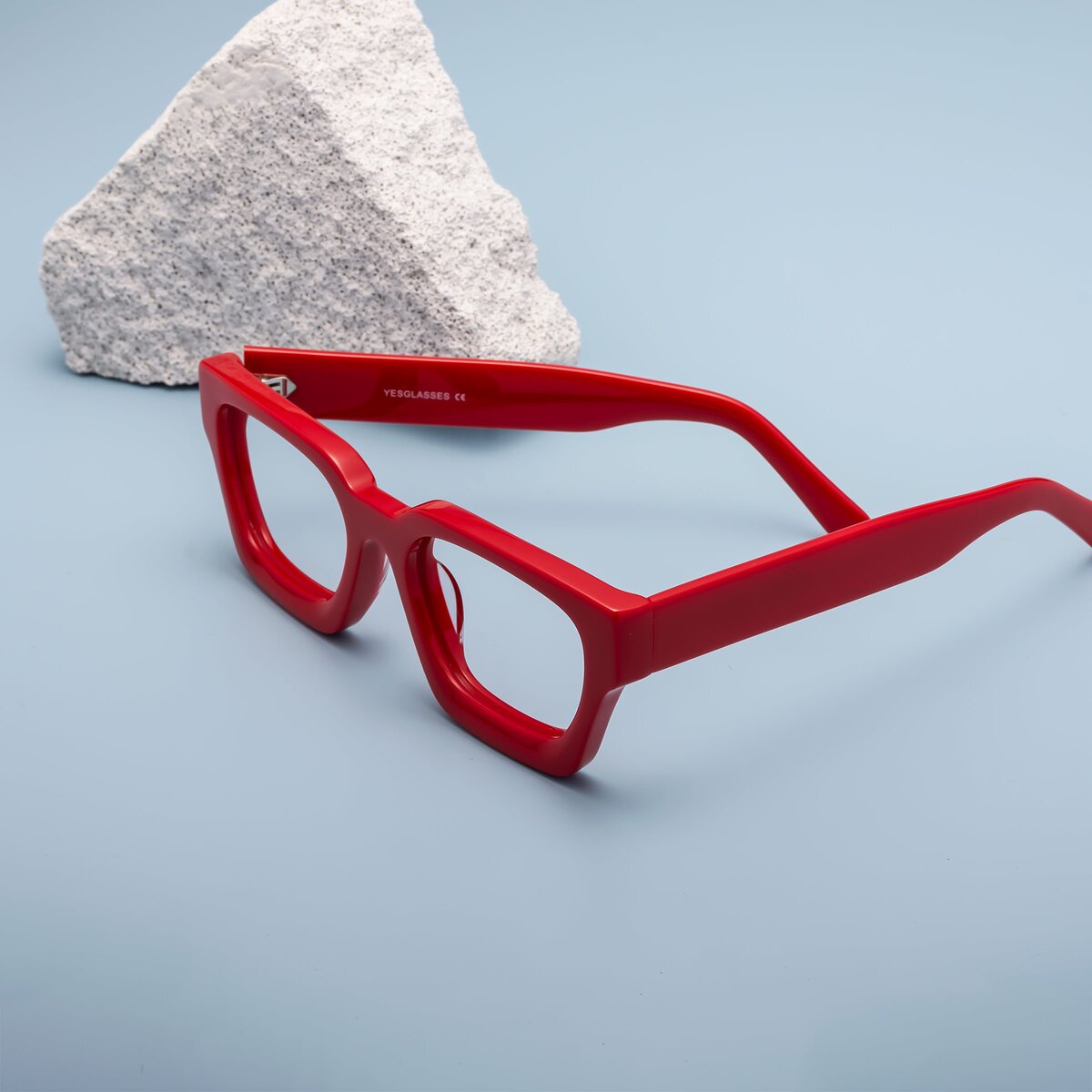 Red Thick Geek-Chic Geometric Eyeglasses - Powers