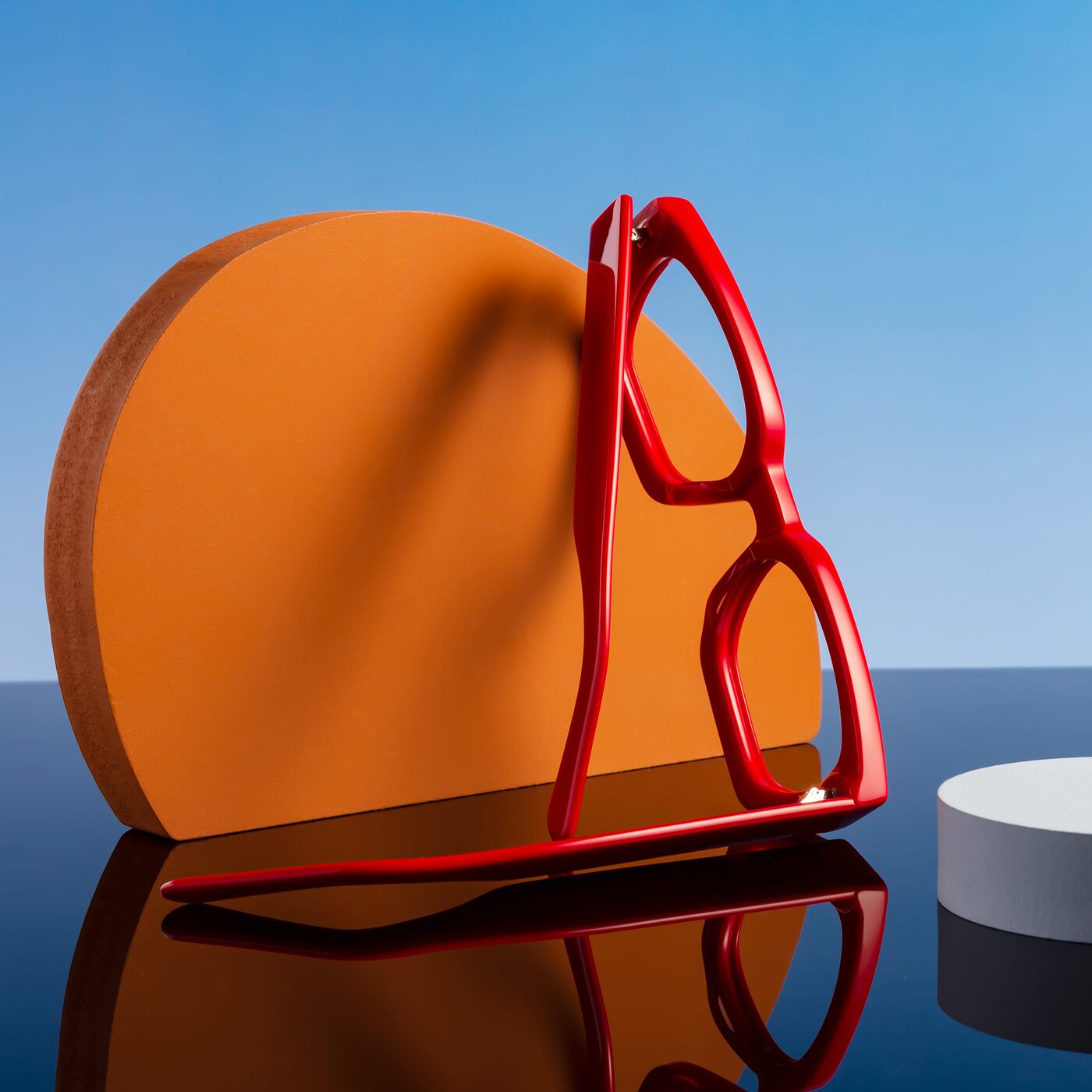 Red Thick Geek-Chic Geometric Reading Glasses - Powers