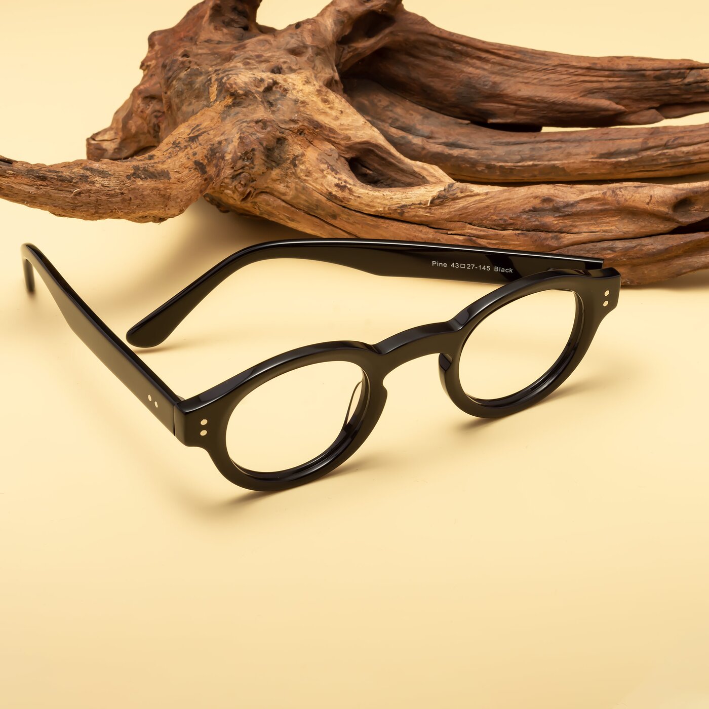 Black Keyhole Bridge Retro-Vintage Round Eyeglasses - Pine