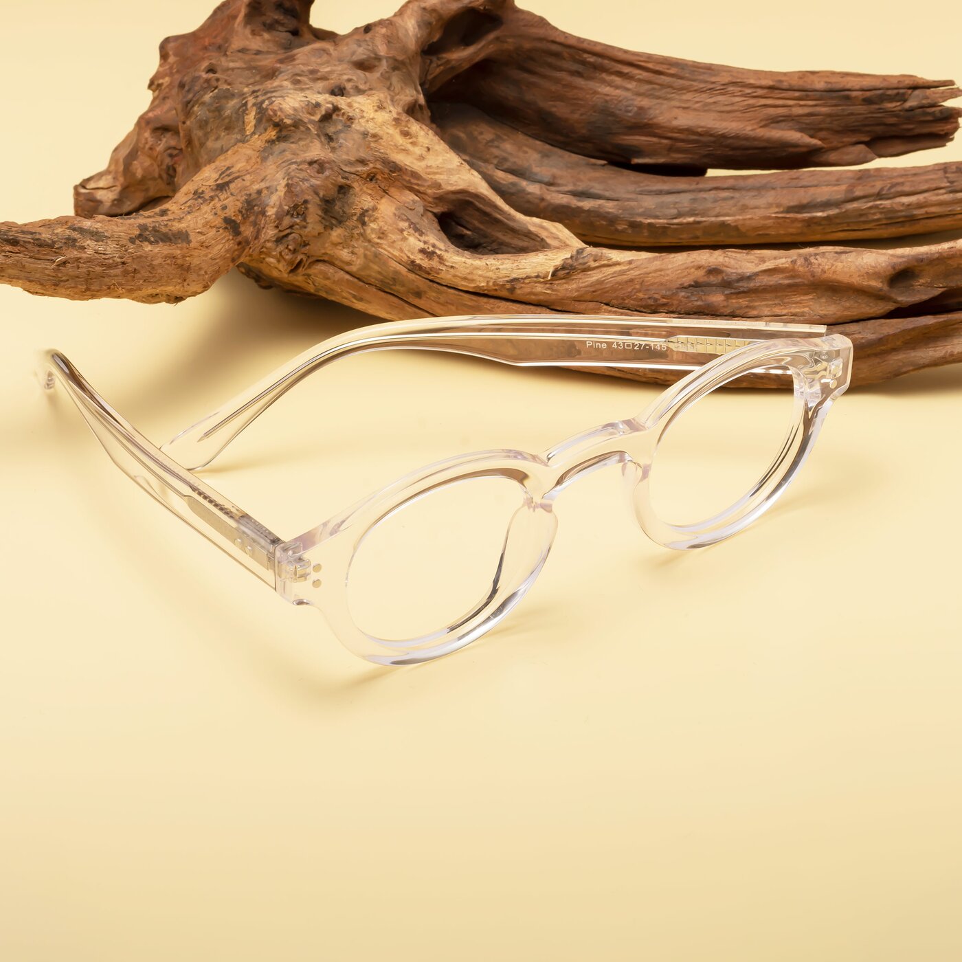Clear Keyhole Bridge Retro-Vintage Round Eyeglasses - Pine