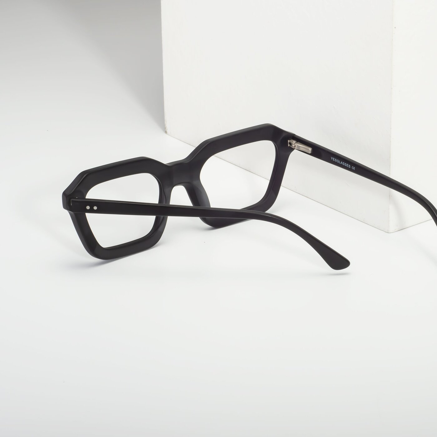 Matte Black Thick Acetate Geometric Eyeglasses - George