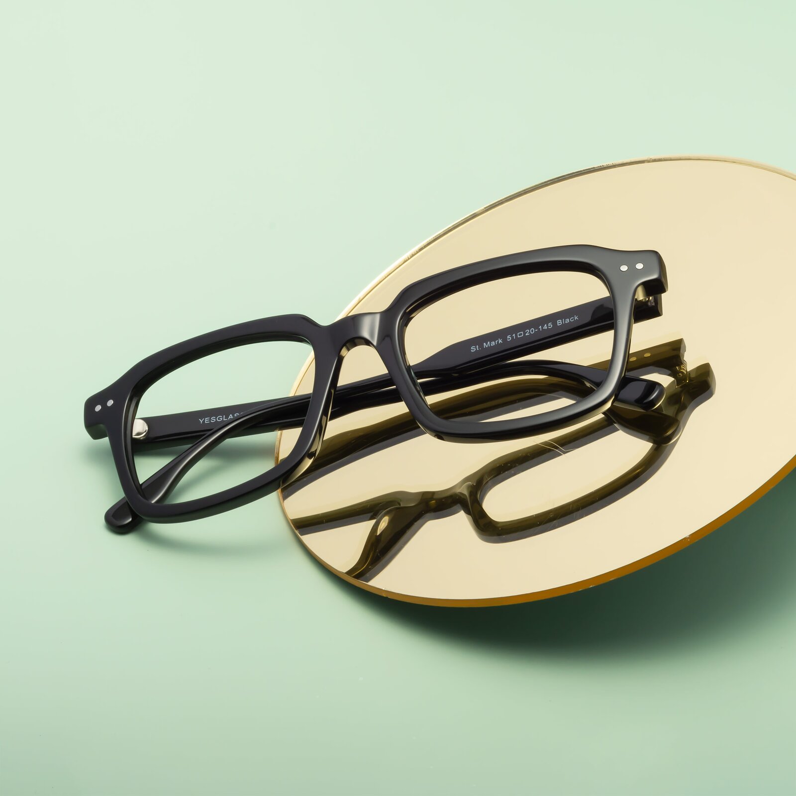 Black Bifocal & Progressive Acetate Square Eyeglasses - St. Mark