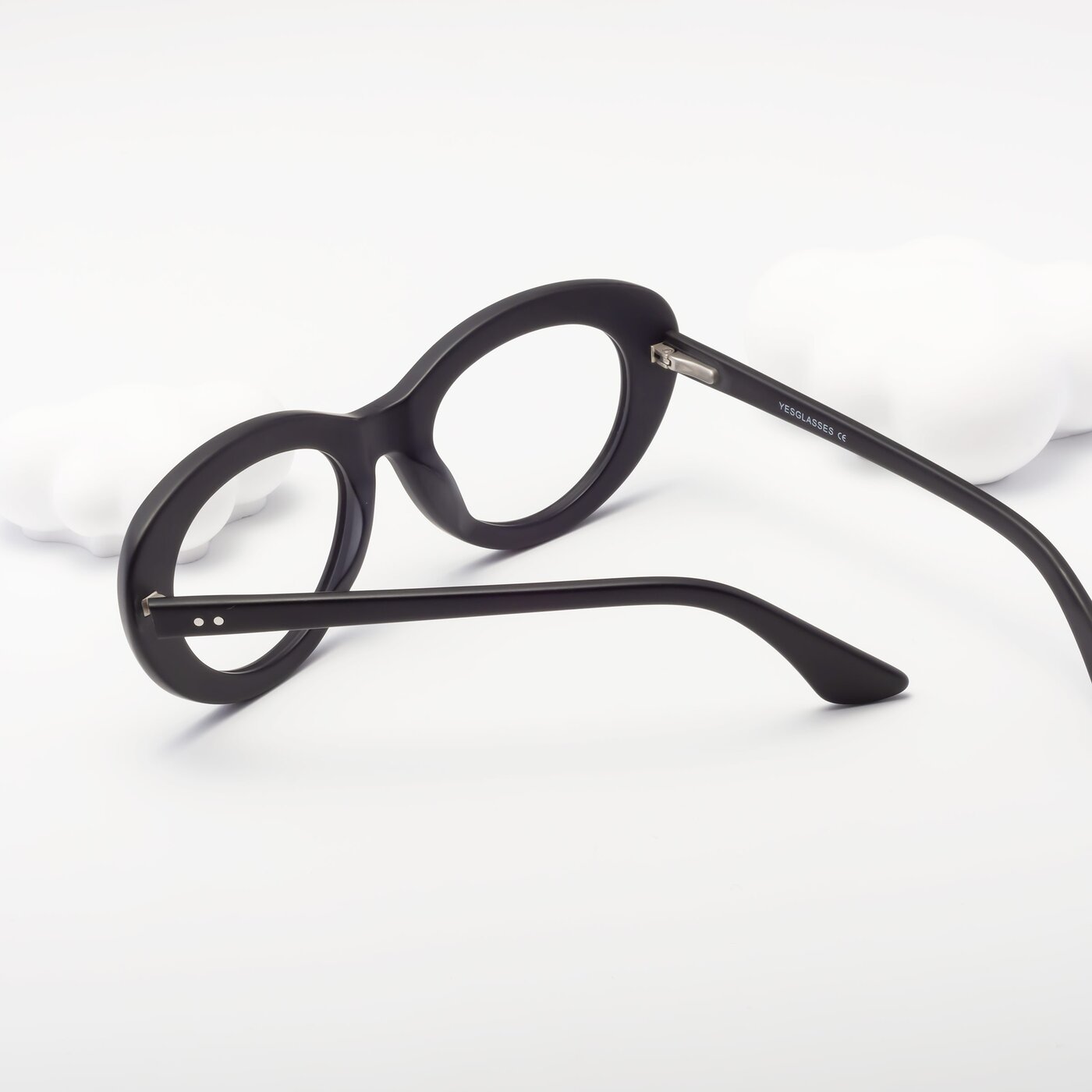 Matte Black Thick Acetate Oval Eyeglasses - Taffeta