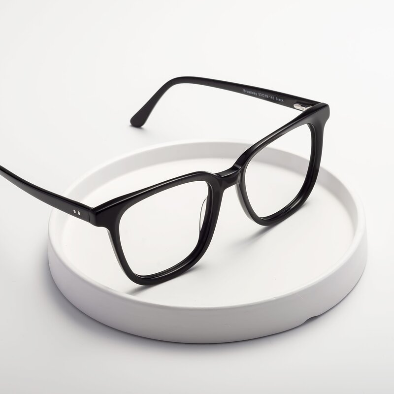 Black Oversized Acetate Trapezoid Eyeglasses - Broadway