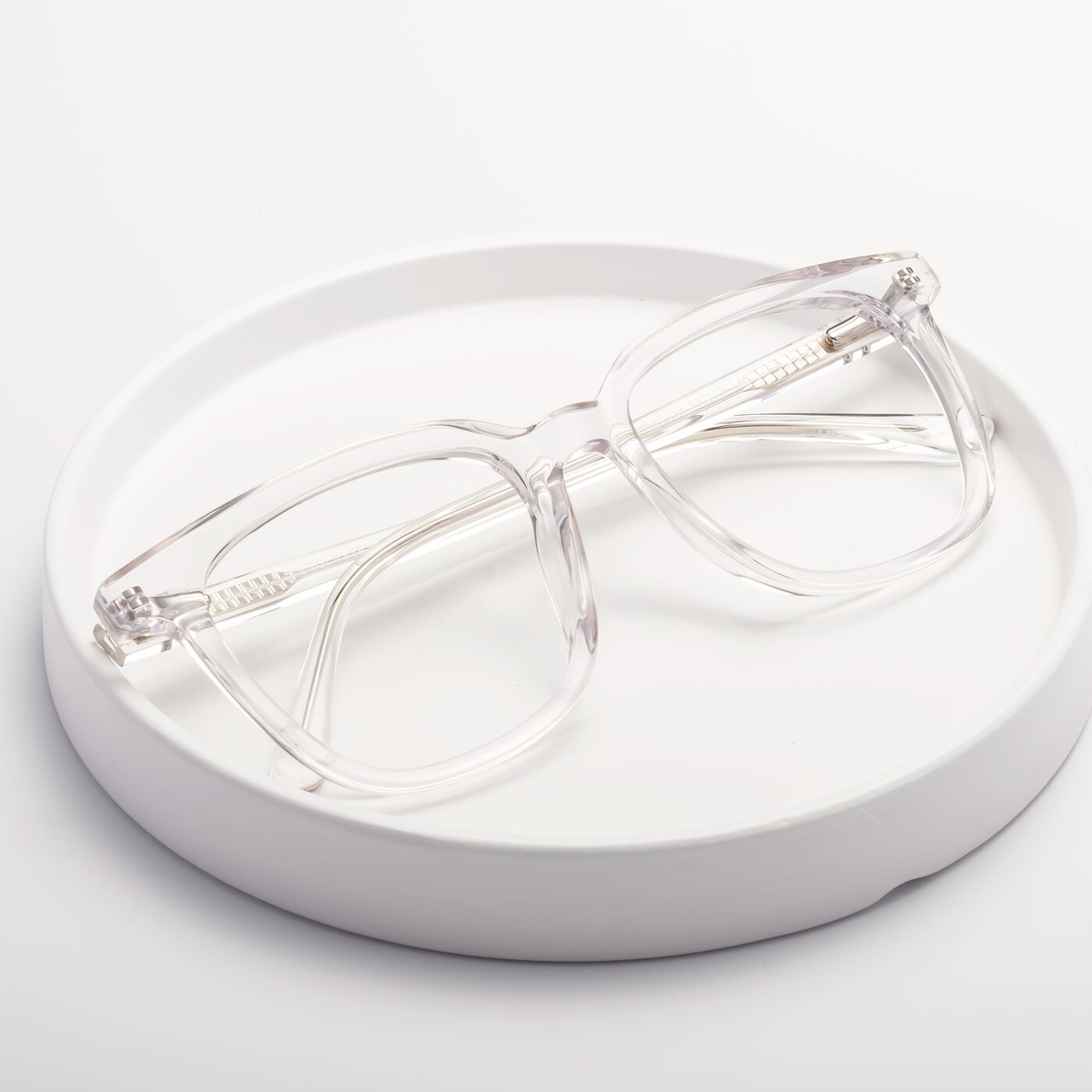 Clear Oversized Acetate Trapezoid Eyeglasses - Broadway