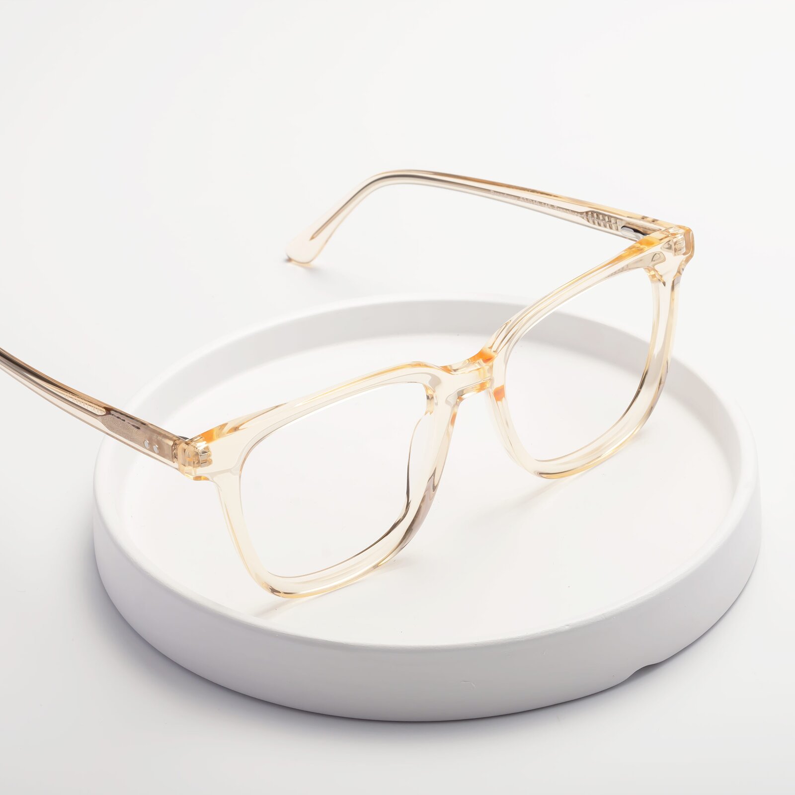 Translucent Brown Oversized Acetate Trapezoid Eyeglasses - Broadway