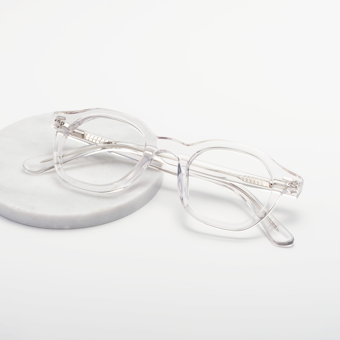 Clear Geek-Chic Acetate Geometric Eyeglasses - Potter