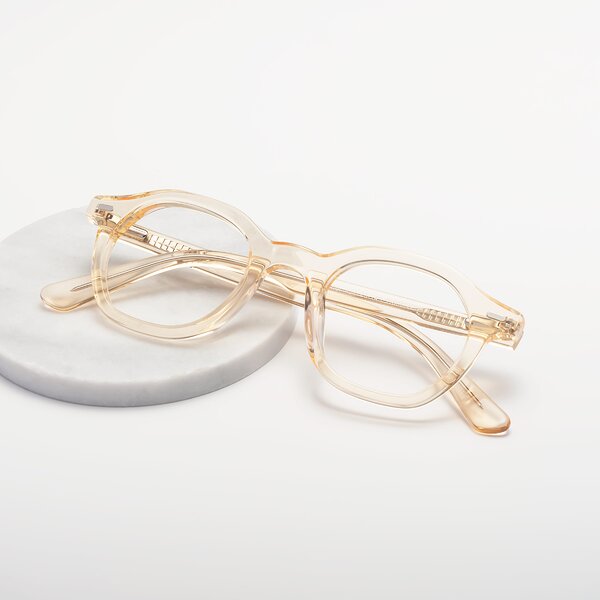 Translucent Brown Geek-Chic Acetate Geometric Eyeglasses - Potter