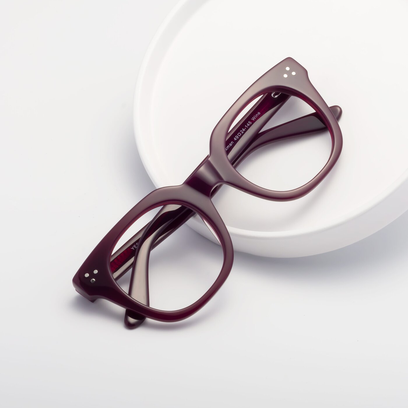 Wine Medium Acetate Trapezoid Eyeglasses - Jackman