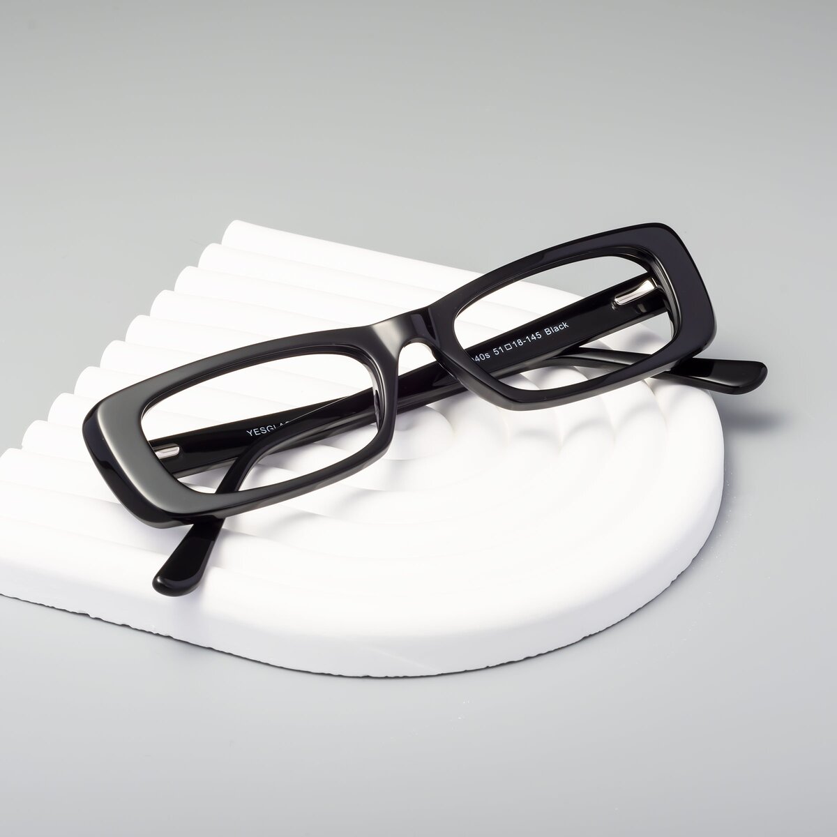Black Retro Vintage Grandpa Rectangle Blue Light Glasses 1940s
