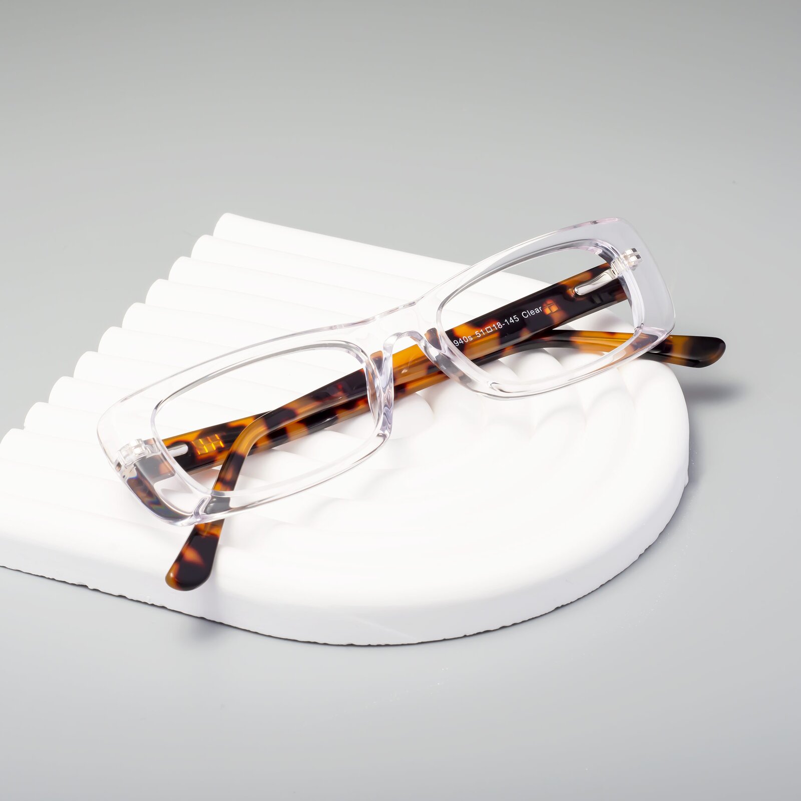 Clear Retro-Vintage Grandpa Rectangle Eyeglasses - 1940s