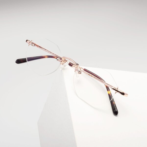 Rose Gold Titanium Geometric Rimless Eyeglasses - Ayele