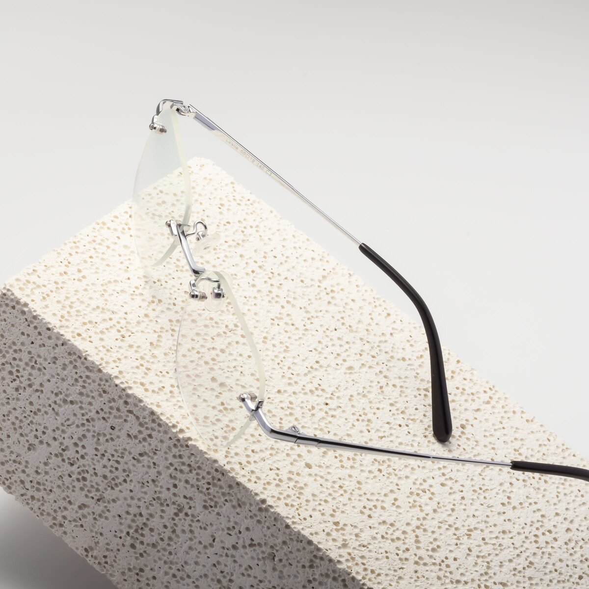 Silver Retro-Vintage Square Rimless Eyeglasses - Leslie