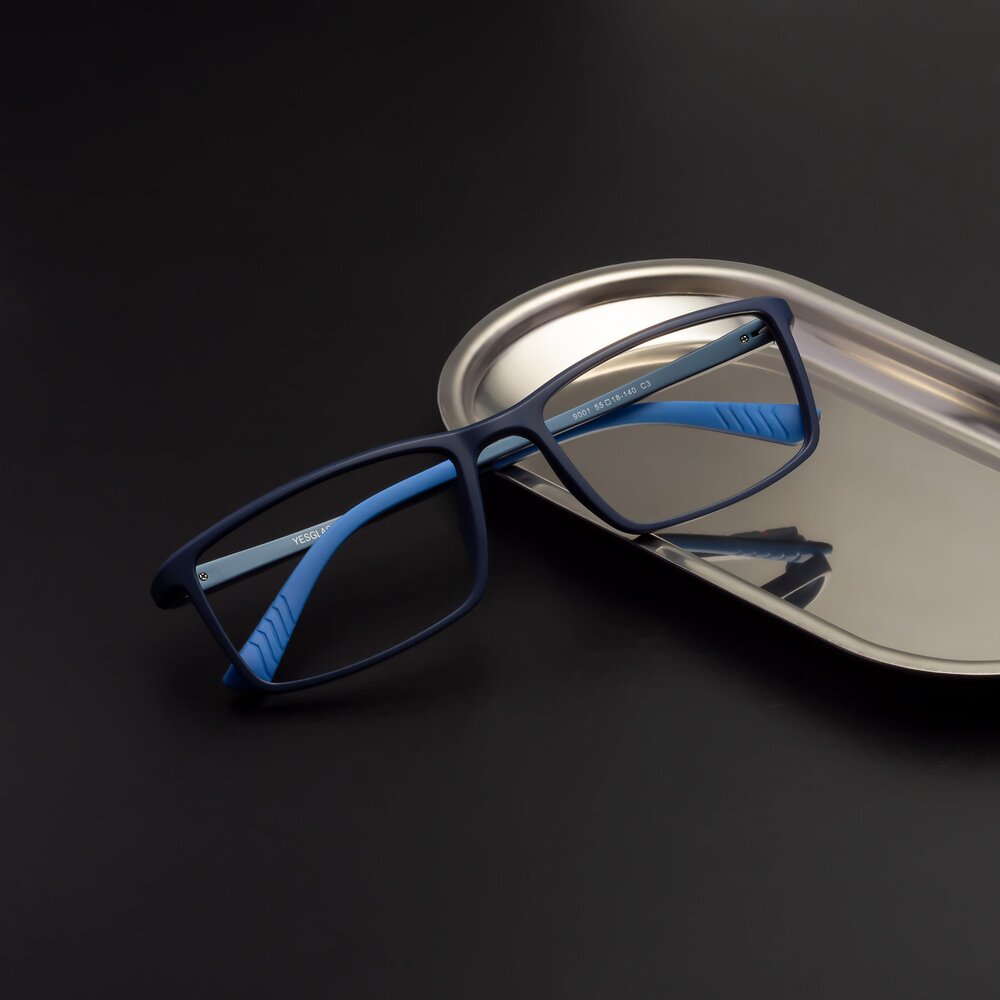 Dark Blue Classic TR90 Rectangle Blue Light Glasses - 9001