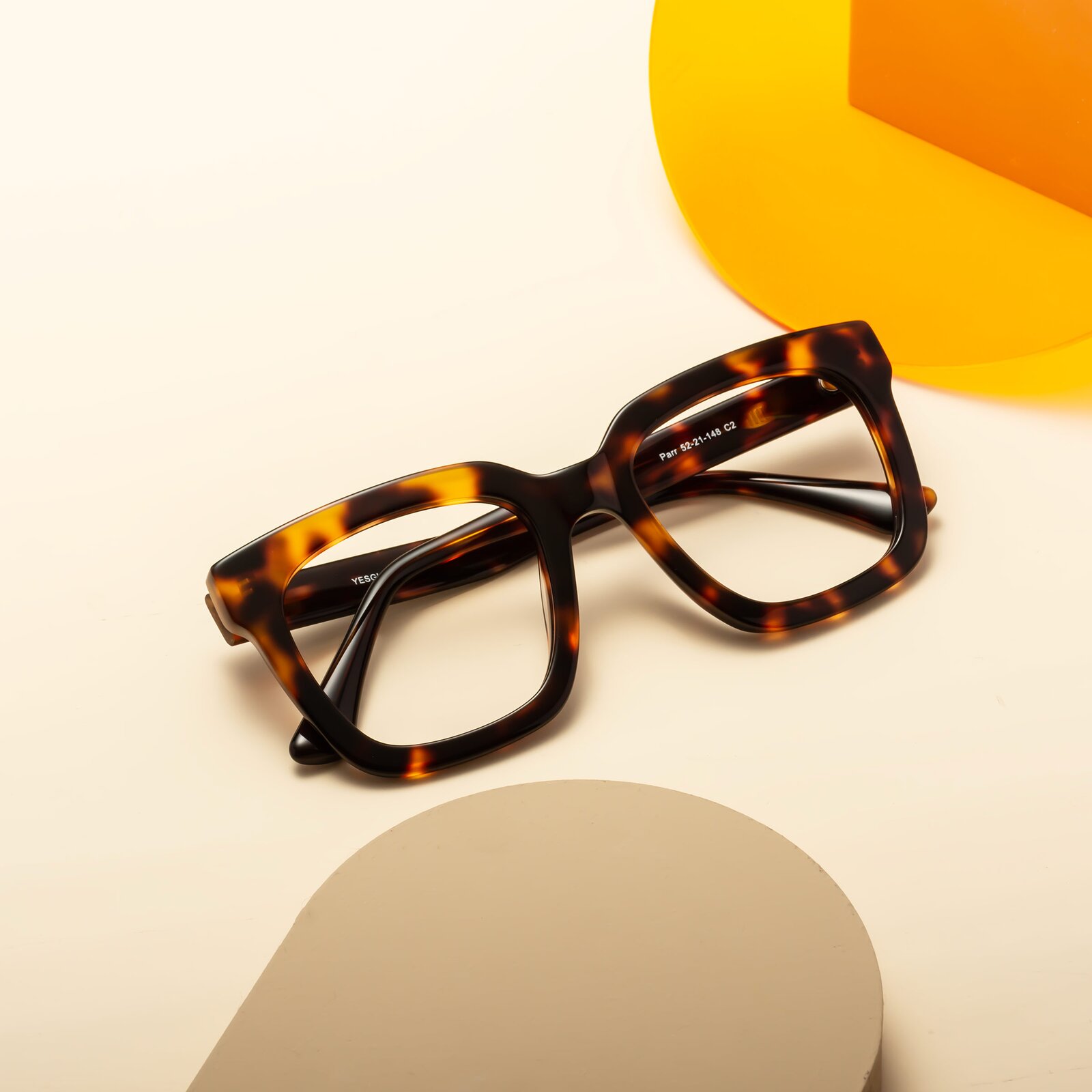 Tortoise Oversized Acetate Square Eyeglasses - Parr