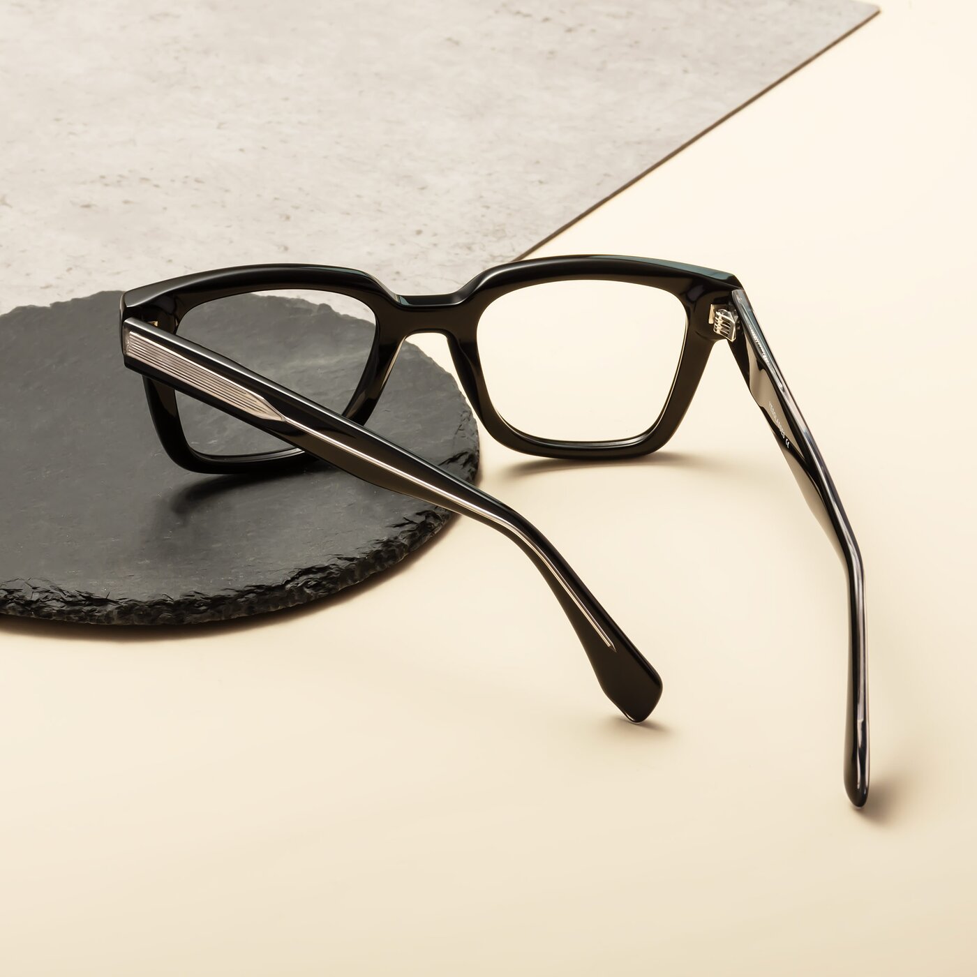 Black Hipster Acetate Trapezoid Eyeglasses - Napa