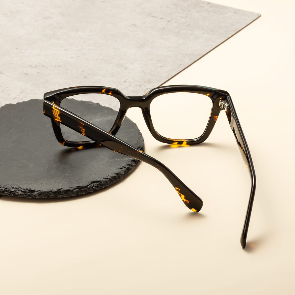 Tortoise Hipster Acetate Trapezoid Eyeglasses - Napa