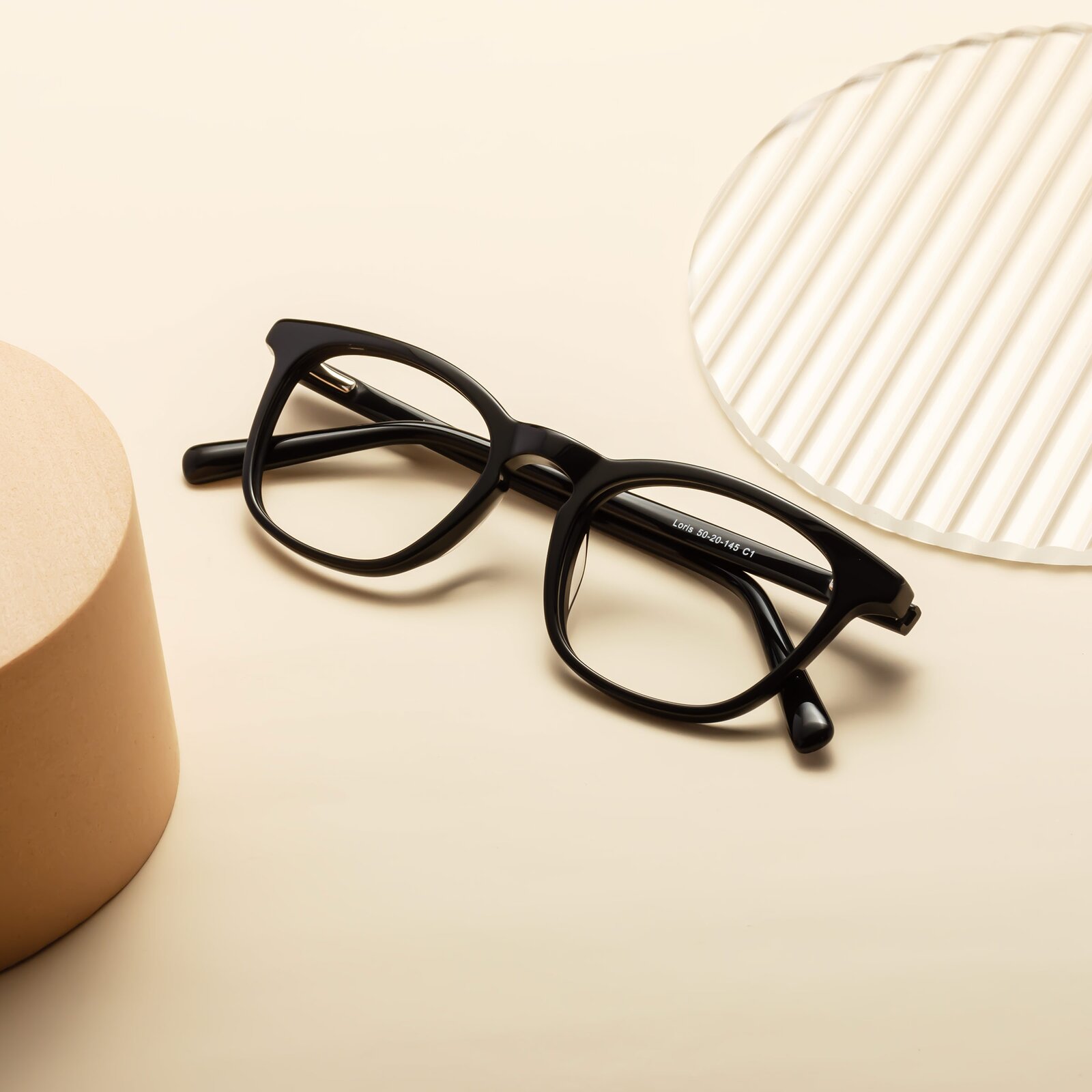 Black Medium Classic Trapezoid Eyeglasses - Loris