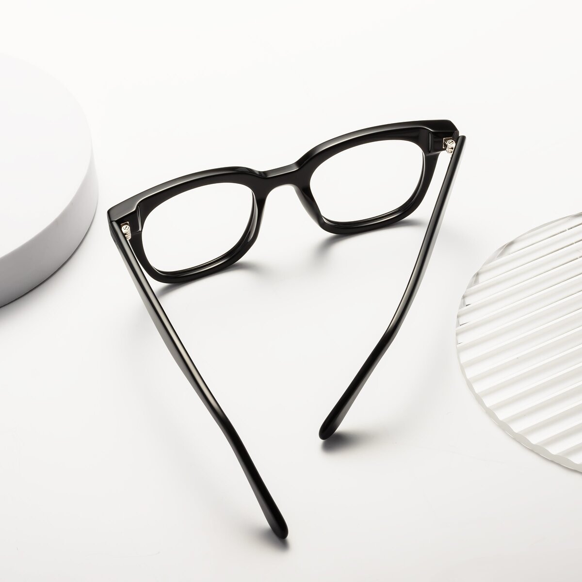 Black Classic Acetate Trapezoid Eyeglasses - Bush