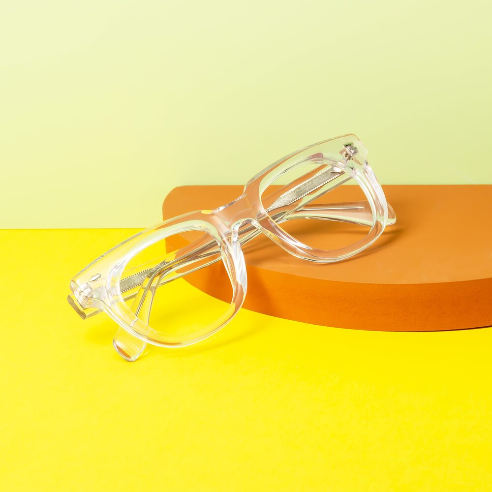 Clear Thick Acetate Trapezoid Eyeglasses Davis