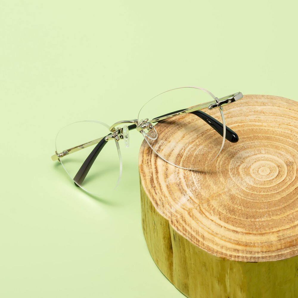 Light Gold Low Bridge Fit Lightweight Rimless Blue Light Glasses - Quinn