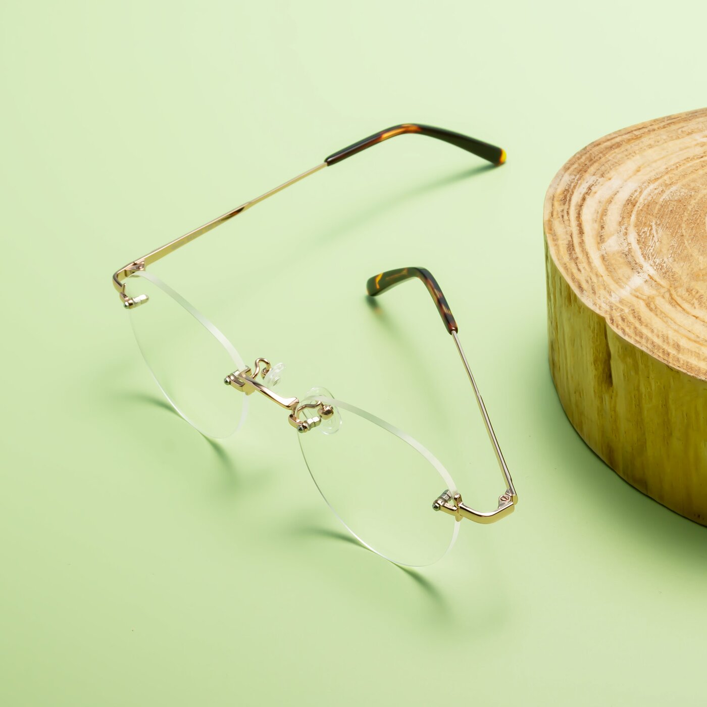 Rose Gold Low Bridge Fit Lightweight Rimless Eyeglasses - Quinn